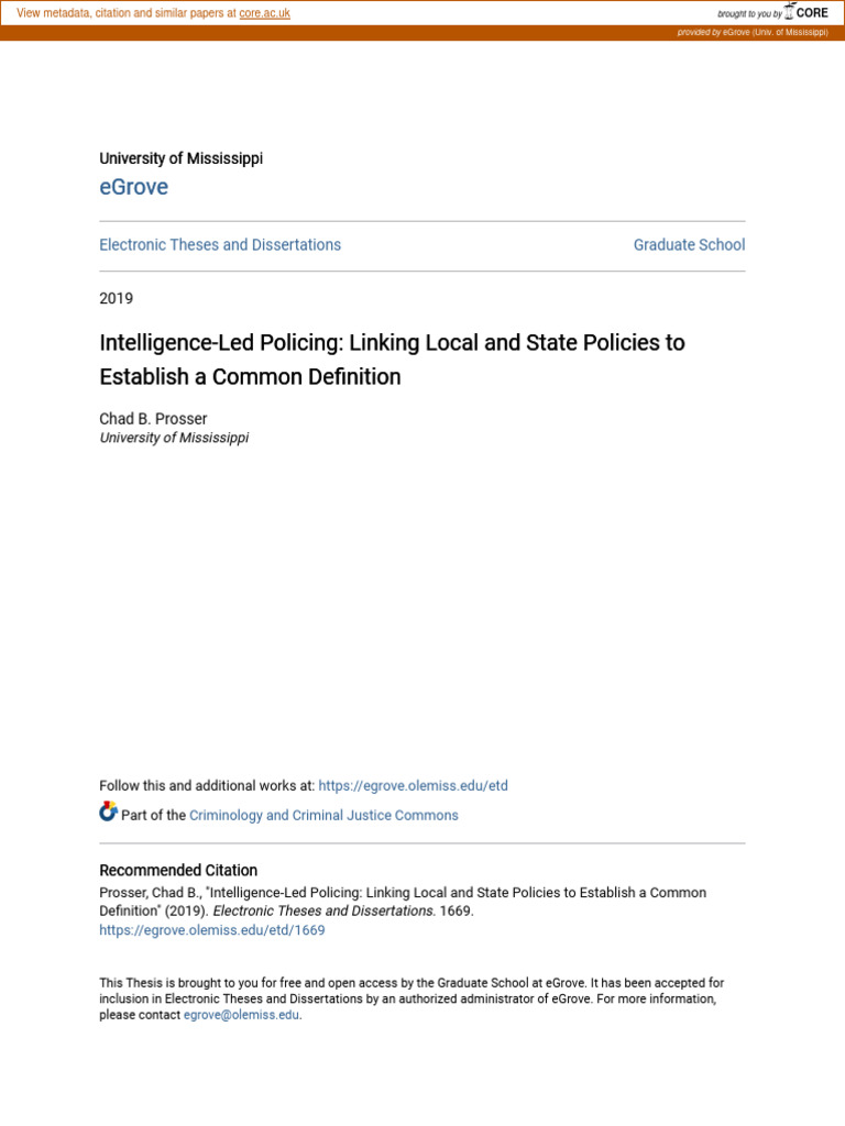 Intelligence-Led Policing Linking Local and State Policies To Establish ...