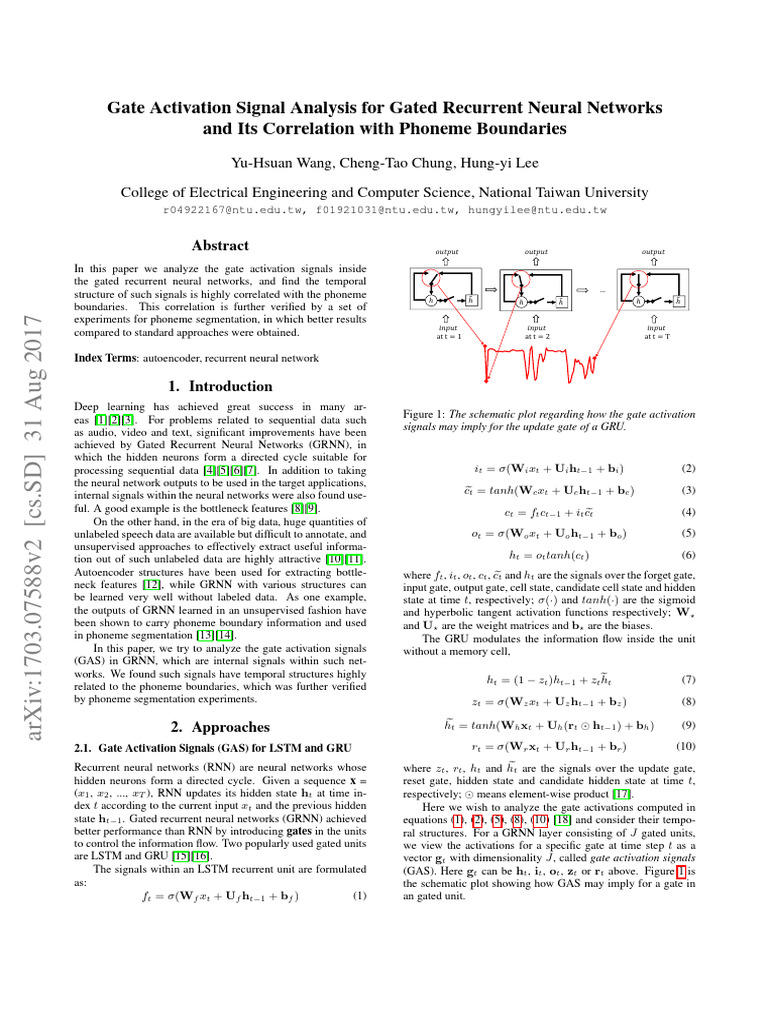 Gate Activation Signal Analysis For Gated Recurrent Neural Networks and Its Correlation With ...