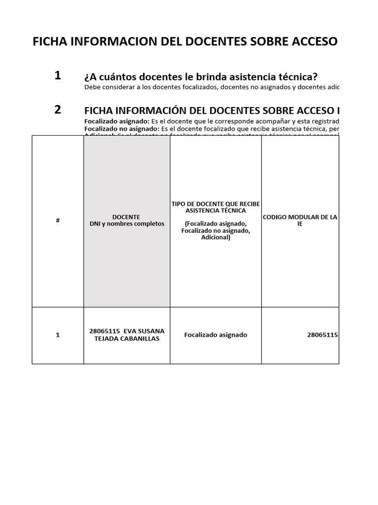 Ficha Docente Tic1 | PDF