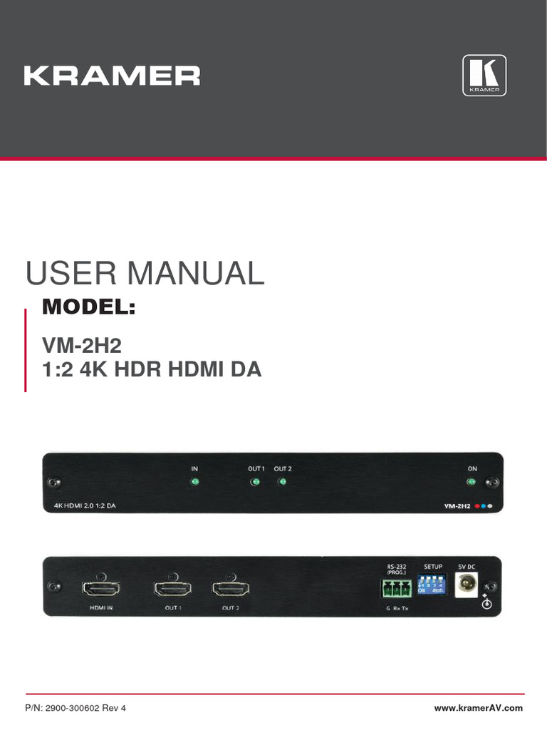 Kramer VM 2h2 Um 4 | PDF | Hdmi | Implied Warranty