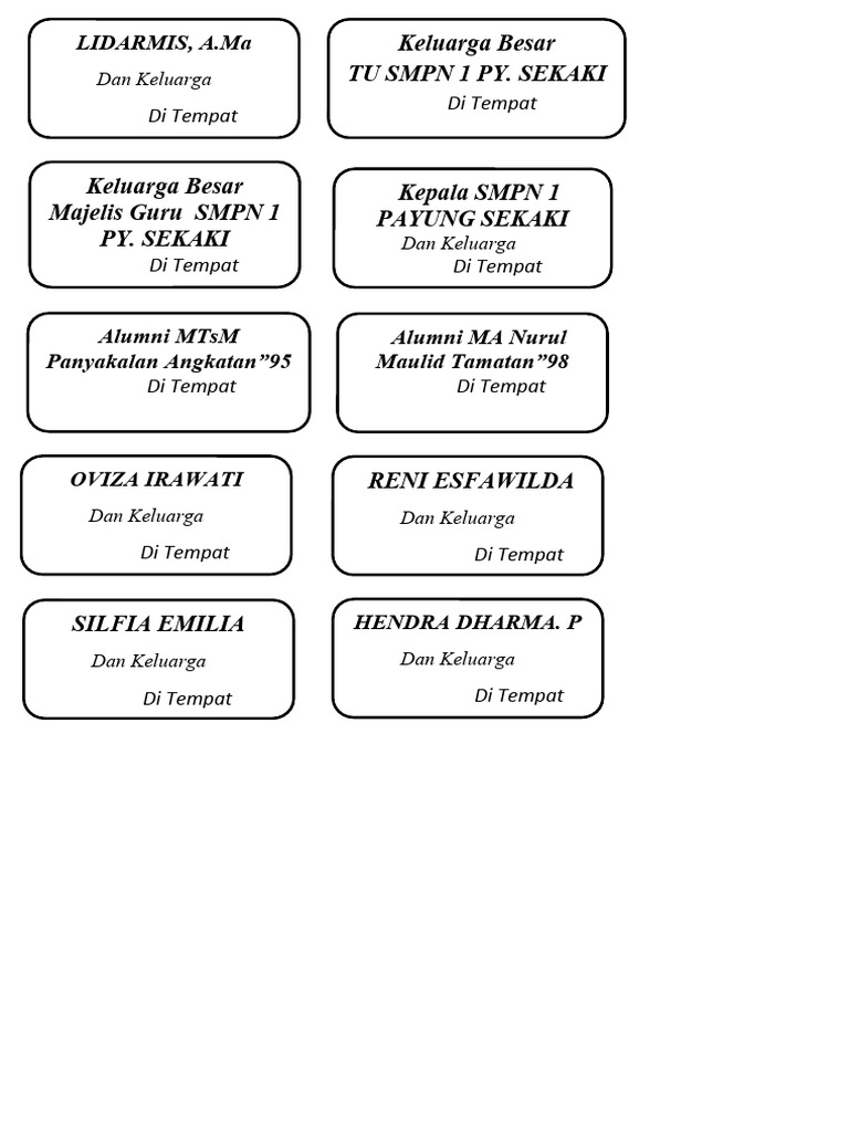 Label Undangan Baralek | PDF