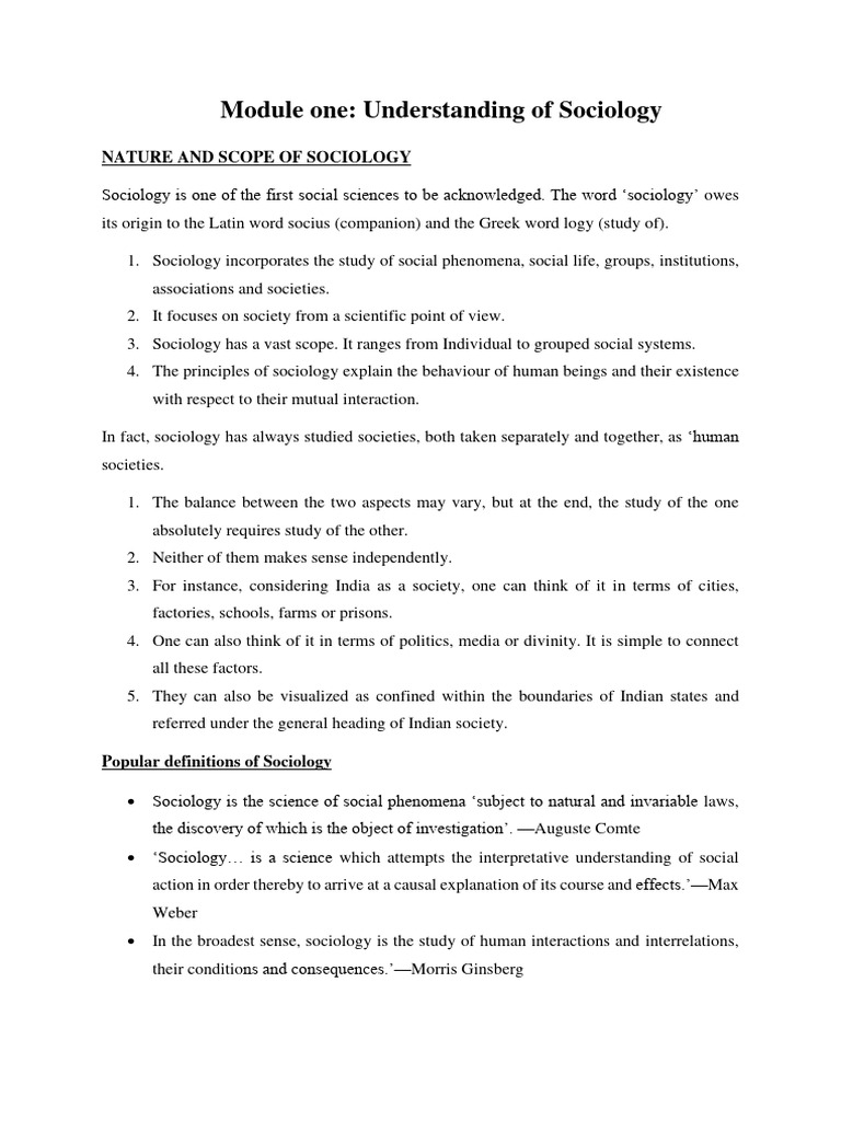 Module One Pdf Sociology Science