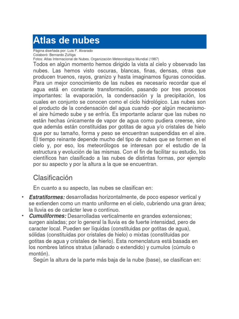 Atlas De Nubes Pdf Nube Cielo