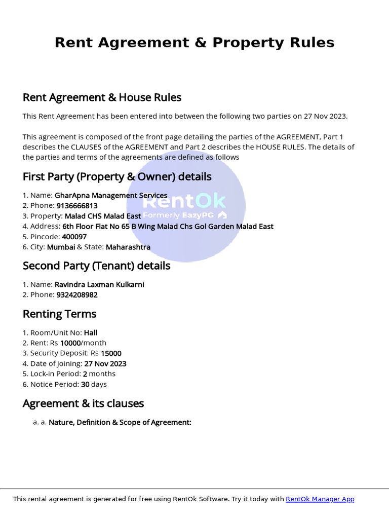 Rent Agreement | PDF | Leasehold Estate | Fee