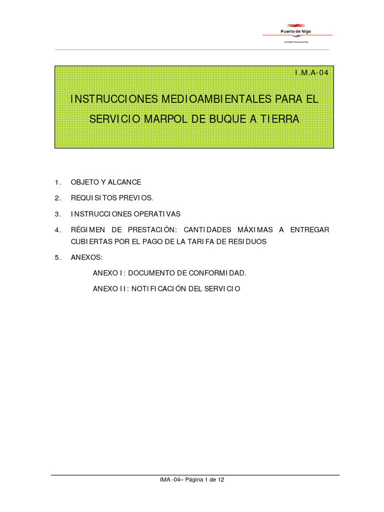 IMA - 04 Servicio MARPOL - 2015 | PDF | Residuos
