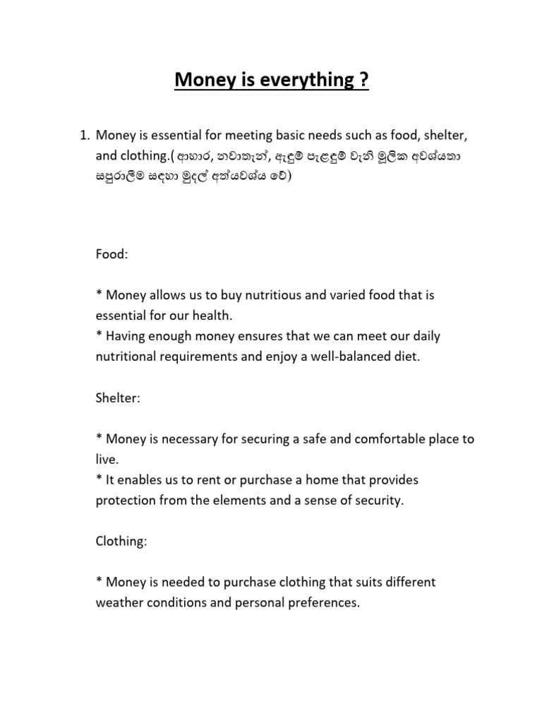 Money Is Everything ? | PDF | Perfect (Grammar) | Grammatical Tense