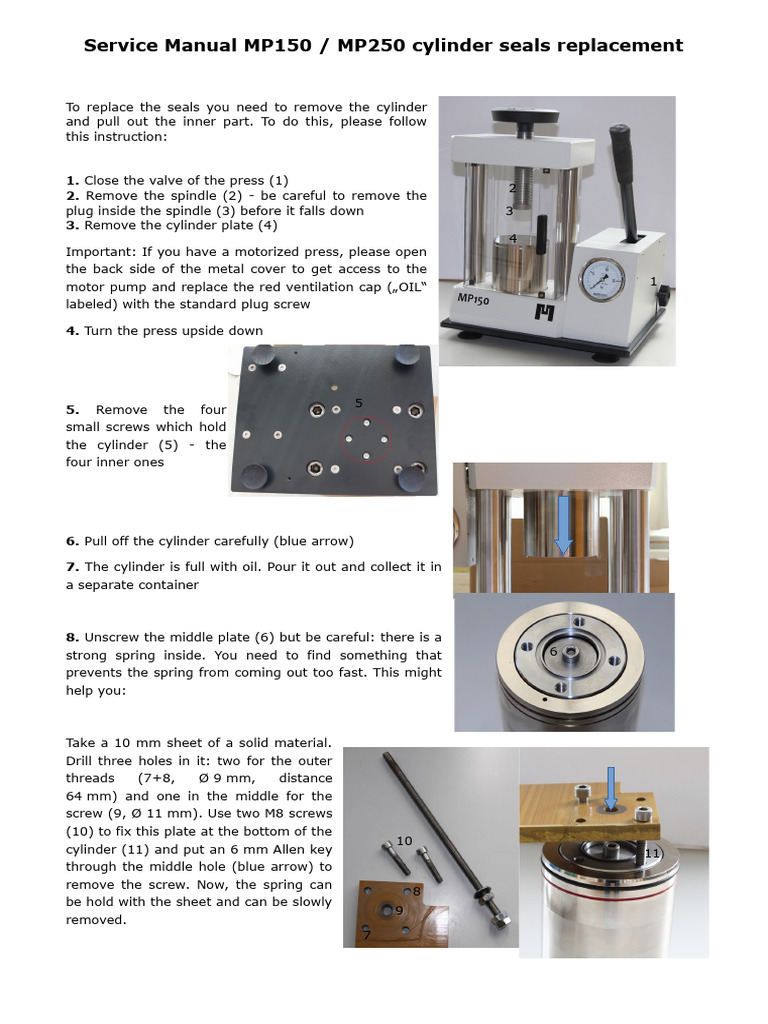 Service Note MP150-250 Cylinder Seals Replacement | PDF | Electrical ...