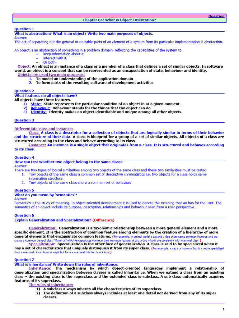 Questionsch04umlm3 Pdf Inheritance Object Oriented Programming Class Computer 