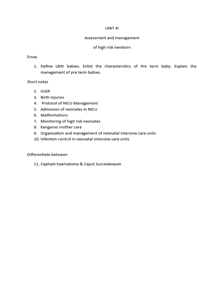 High Risk Newborn Management Guide | PDF | Preterm Birth | Neonatal ...