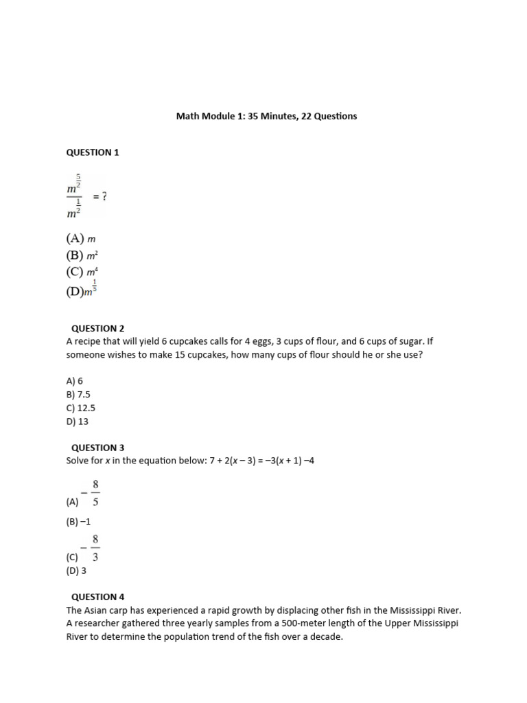 Digital SAT - Practice Test 1 | Download Free PDF | Weight | Demand