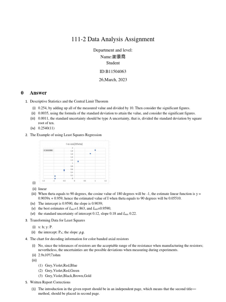 Data Analysis & Regression Guide | PDF | Resistor | Least Squares