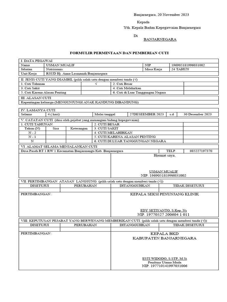 Form Cuti Tahunan - For Merge | PDF