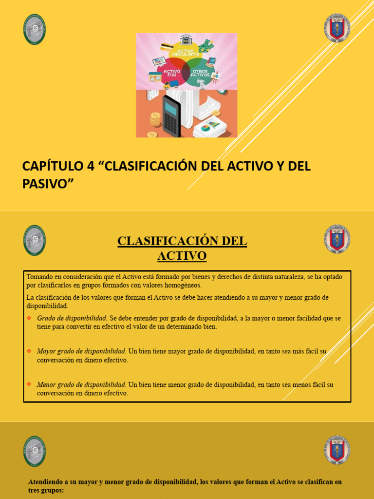 Capítulo 4 - Clasificacion Del Activo y Del Pasivo | PDF | Dinero | Bancos