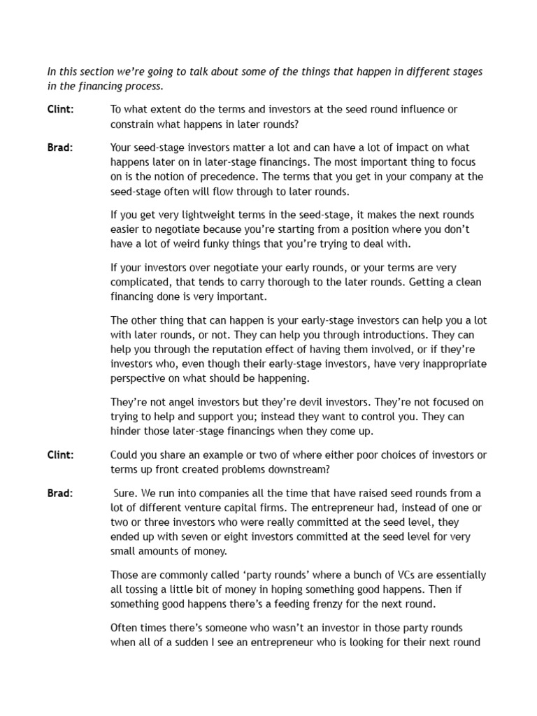 4 Financing Stages | PDF | Venture Capital | Corporate Finance