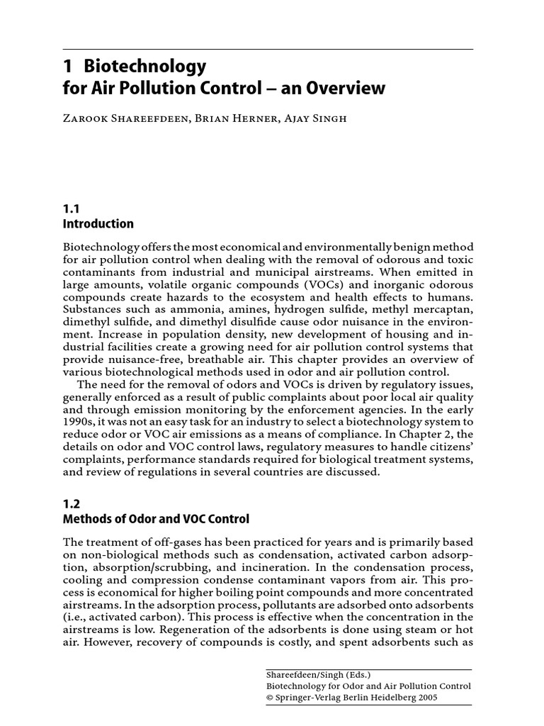 Biotechnology For Air Pollution Control - An Overv | PDF | Physical Sciences | Materials