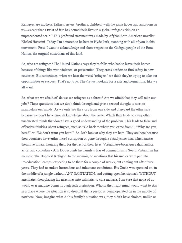 Happiest Refugee Speech Download Free Pdf Refugee
