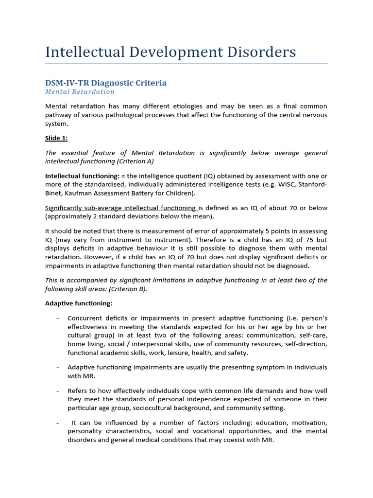 Intellectual Development Disorders | PDF | Intellectual Disability ...