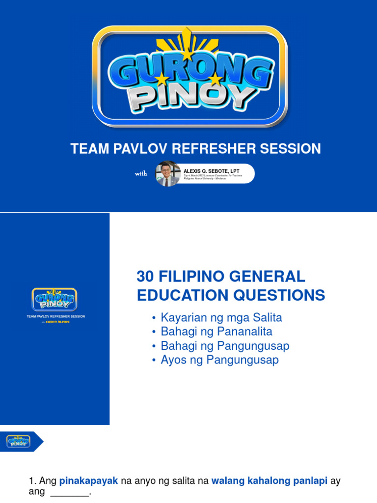 Filipino Gen Ed Refresher Week 1 | PDF