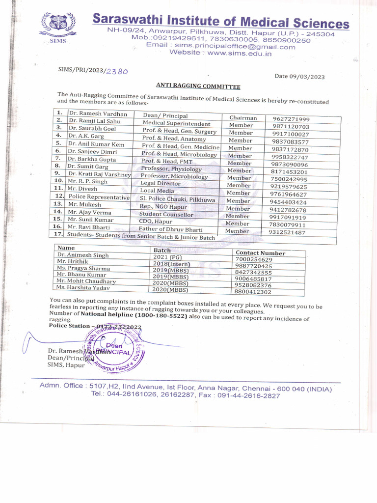 Anti Ragging Committee | PDF