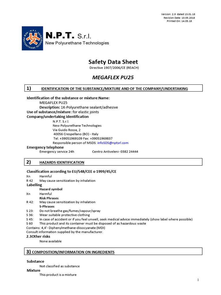 Msds-Megaflex Pu25 | PDF