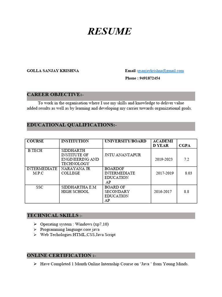 Sanjay Krishna B.tech | PDF | Learning
