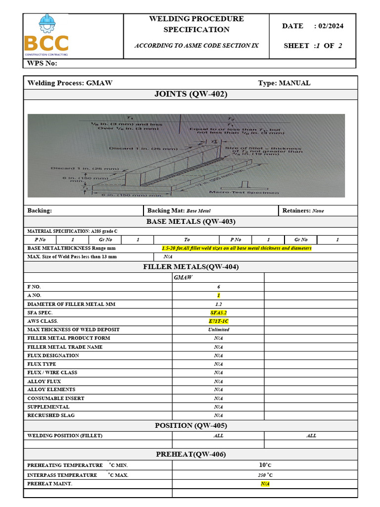 WPS Gmaw | PDF | Construction | Welding