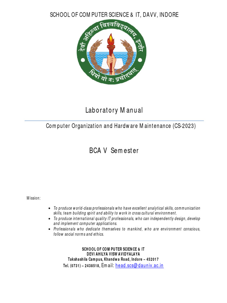 Lab Manual Computer Organization and Hardware Maintenance | PDF | Printer (Computing) | Power Supply