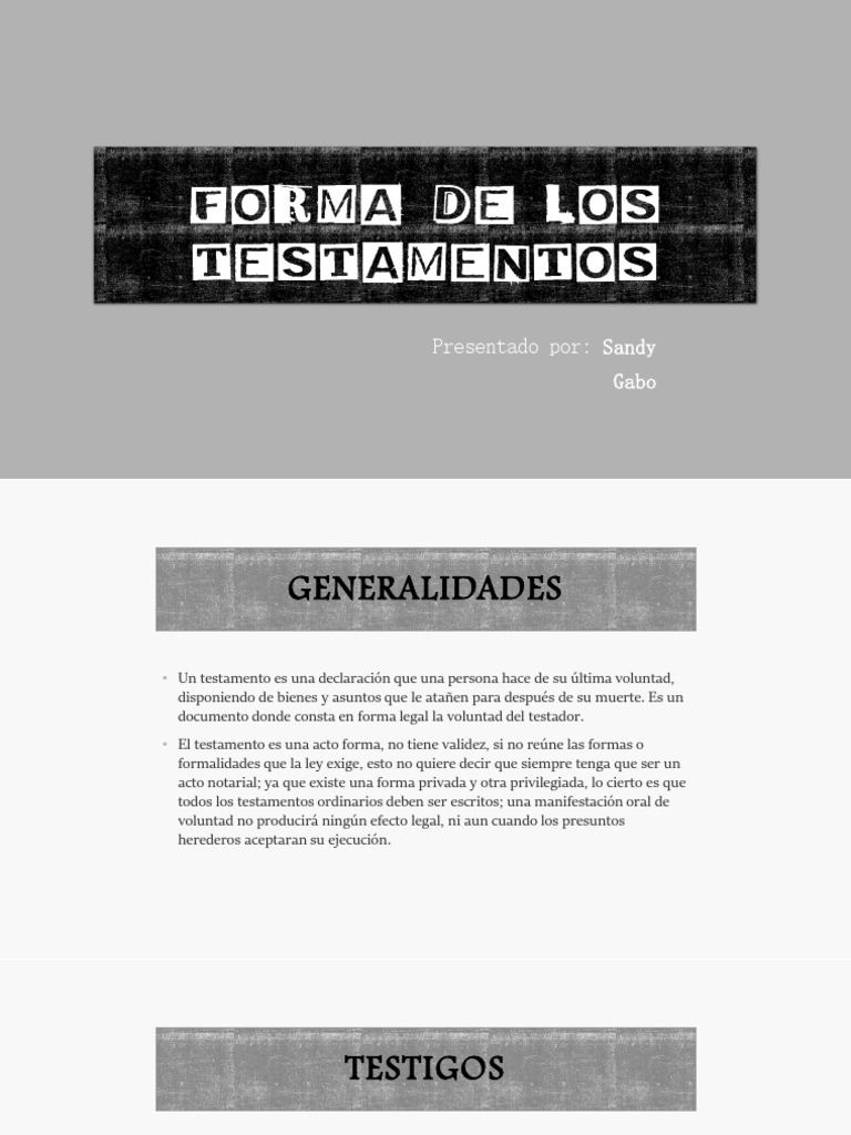 Forma de Los Testamentos | PDF | Voluntad y testamento | Estado (política)