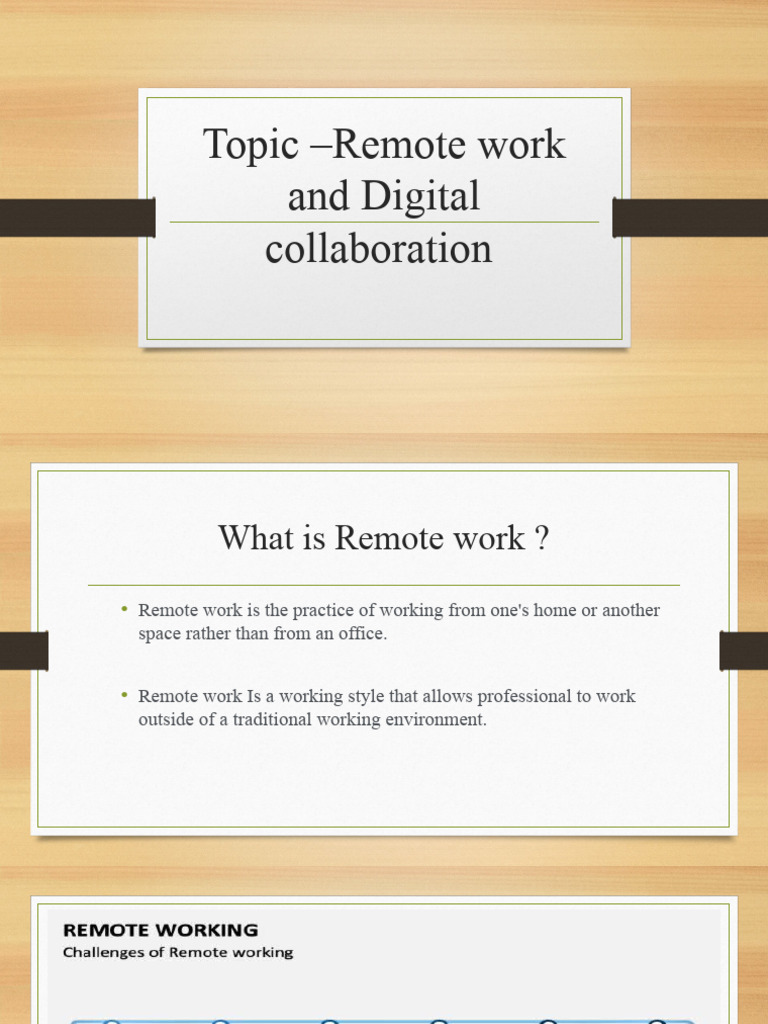 Topic - Remote Work and Digital Collaboration | PDF