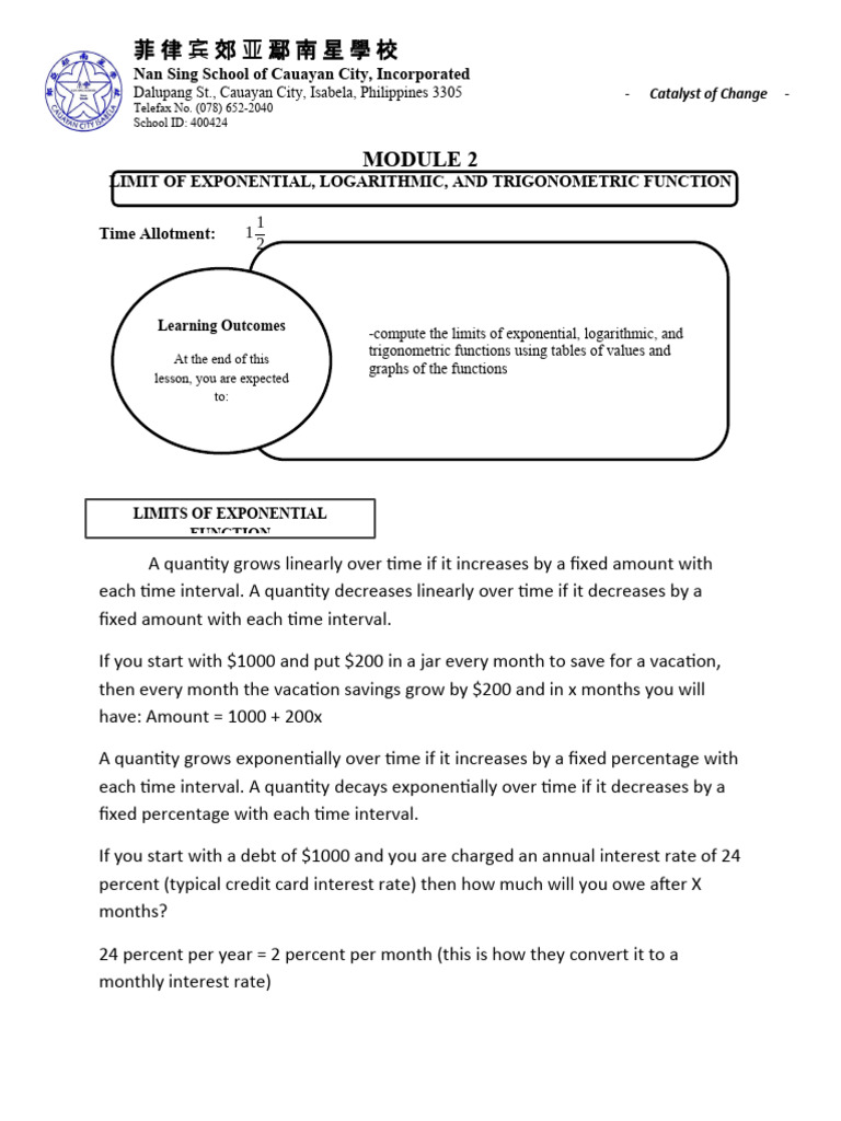 Module 2 BC | PDF | Function (Mathematics) | Exponential Function