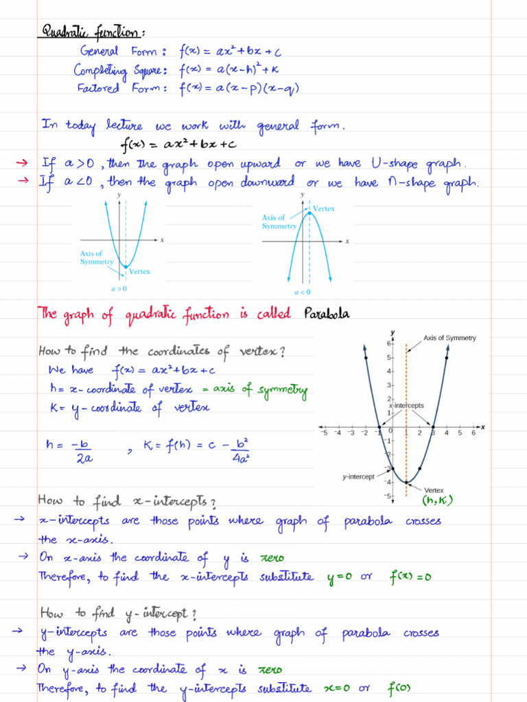 Explanation of Quadratic Graphs | PDF