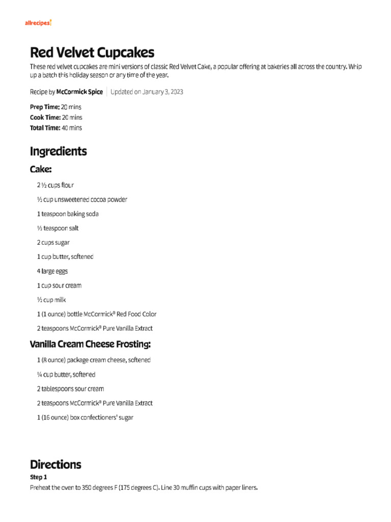 Red Velvet Cupcakes | PDF