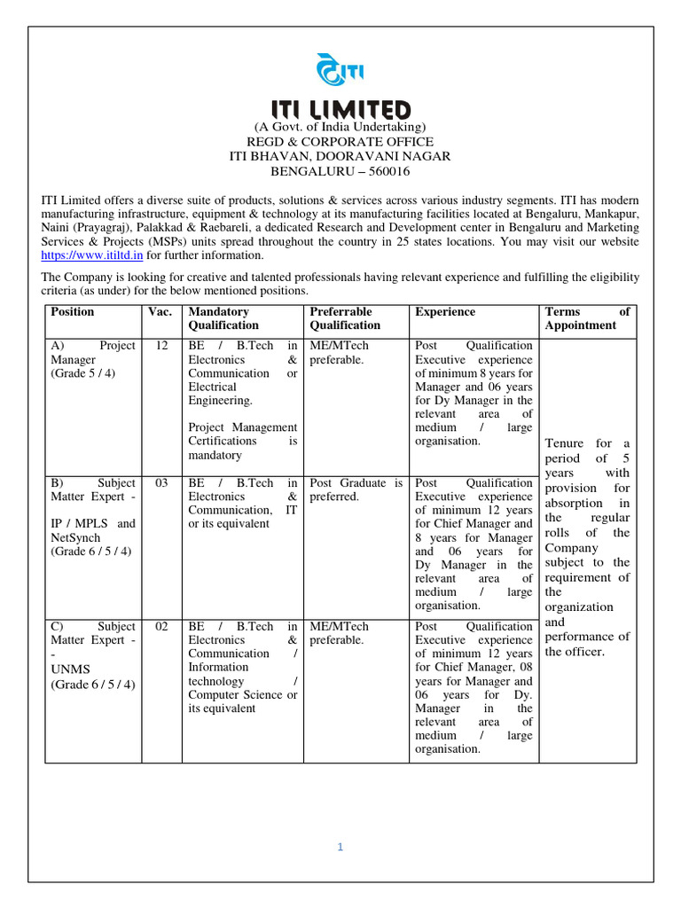 Project MGR and Subject Matter Experts For Advt | PDF | Computer ...