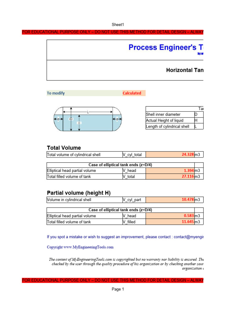 Horizontal Tank Volume Calculator | PDF | Volume