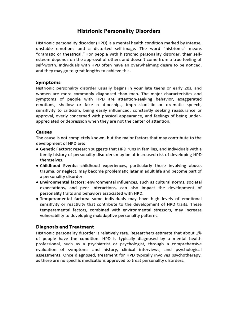 Histrionic and Narcissistic | PDF | Mental Disorder | Personality Disorder
