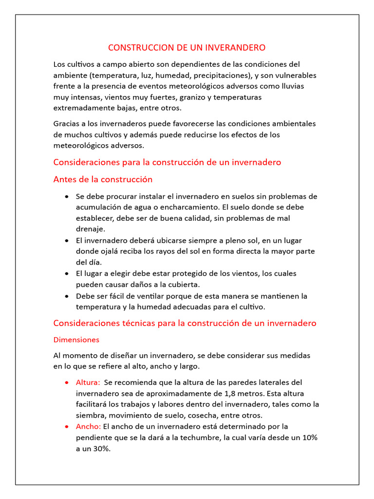 Construccion de Un Inverandero | PDF | Invernadero | Precipitación