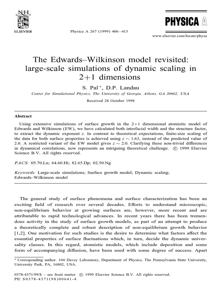 The Edwards-Wilkinson Model Revisited: Large-Scale Simulations of ...