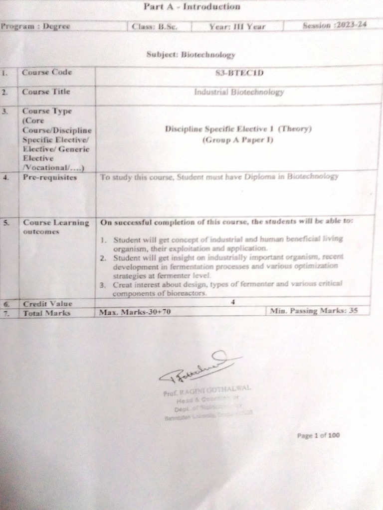 B.SC - III Yr (Biotech) Syllabus PDR | PDF
