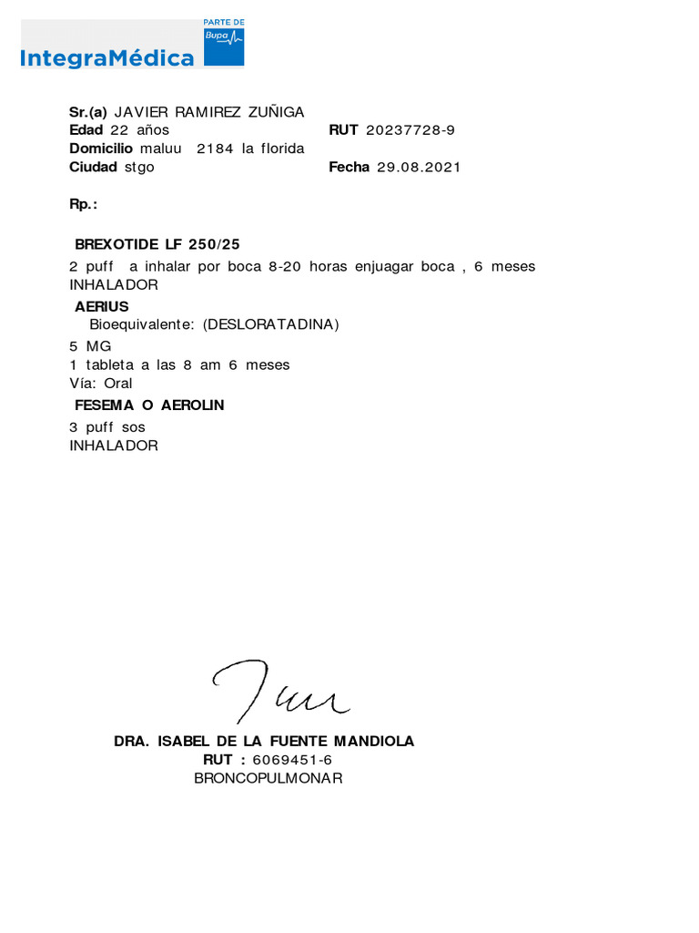 Receta Medica | PDF | Hogar, jardinería y bricolaje | Ciencia y matemáticas