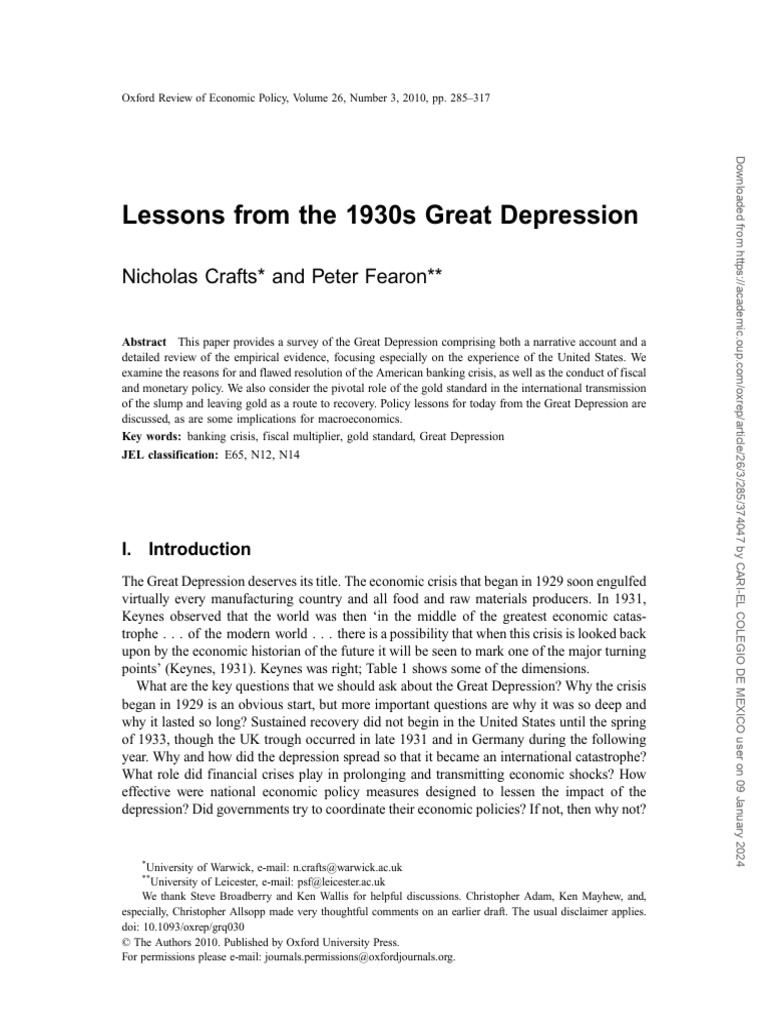 Lesson From 1930 2 | PDF | Great Depression | Gold Standard