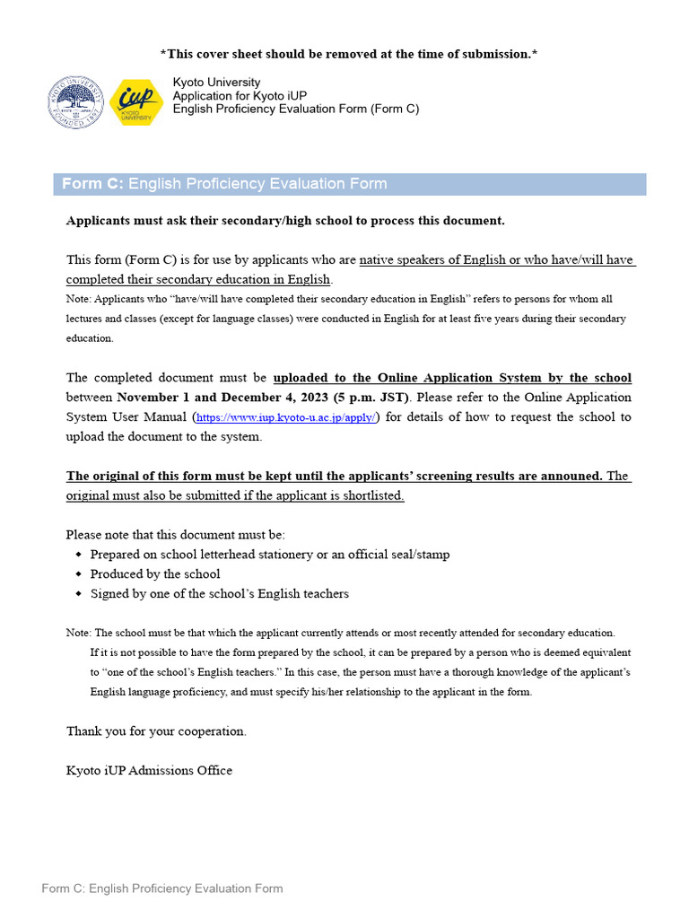 2024 FormC English Proficiency Evaluation Form | Download Free PDF ...