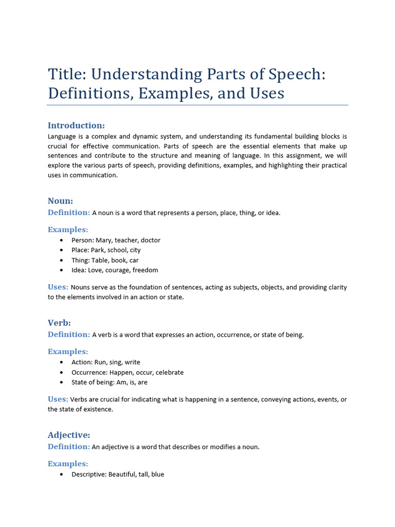 Assignment Sample | PDF | Part Of Speech | Adverb