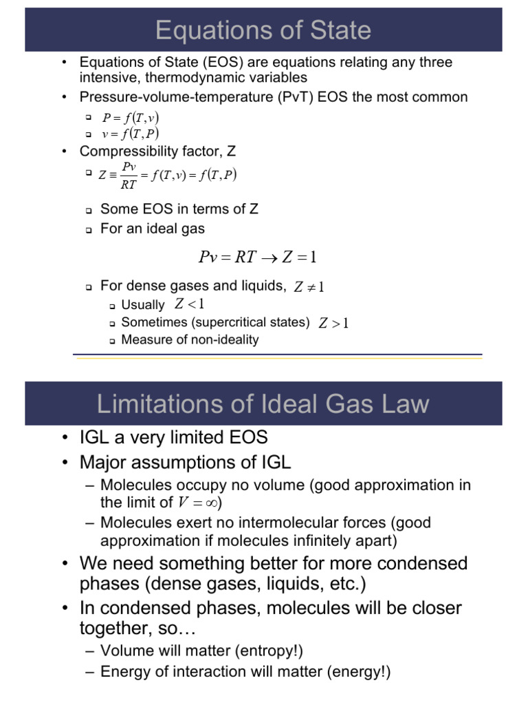 ChE 221 EOS | PDF | Gases | Physical Chemistry