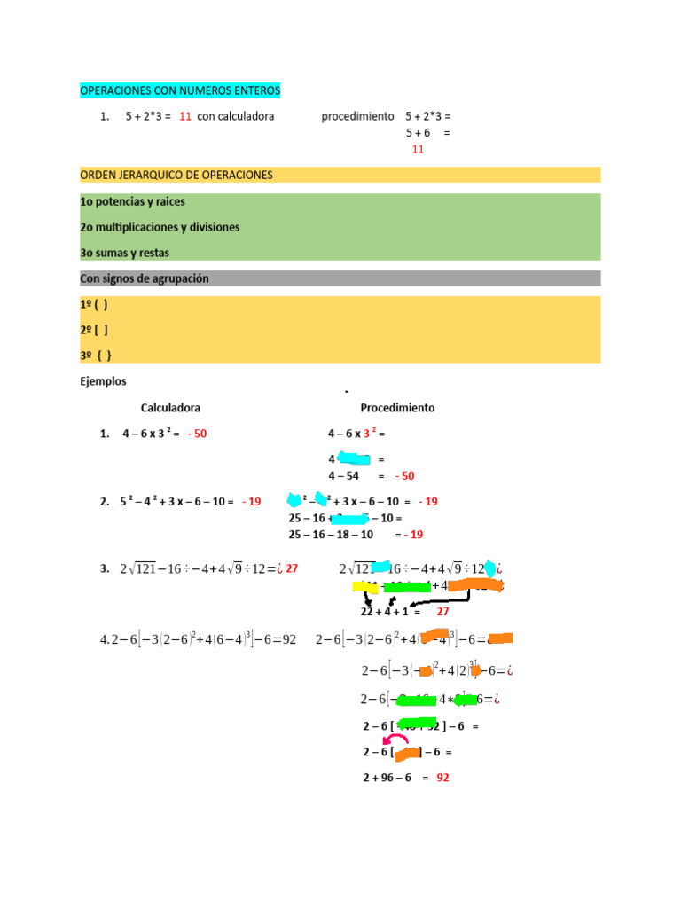 Sesion 3 OPERACIONES CON NUMEROS ENTEROS | PDF | Entero | Matemáticas