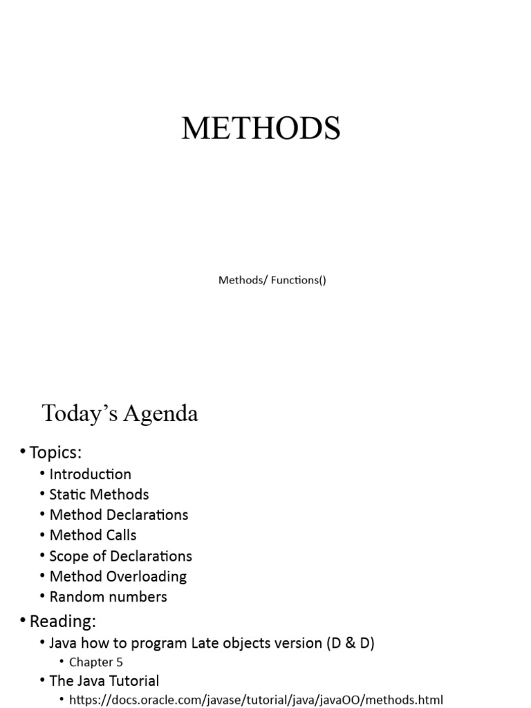 Lesson 5 Methods Pdf Method Computer Programming Parameter Computer Programming