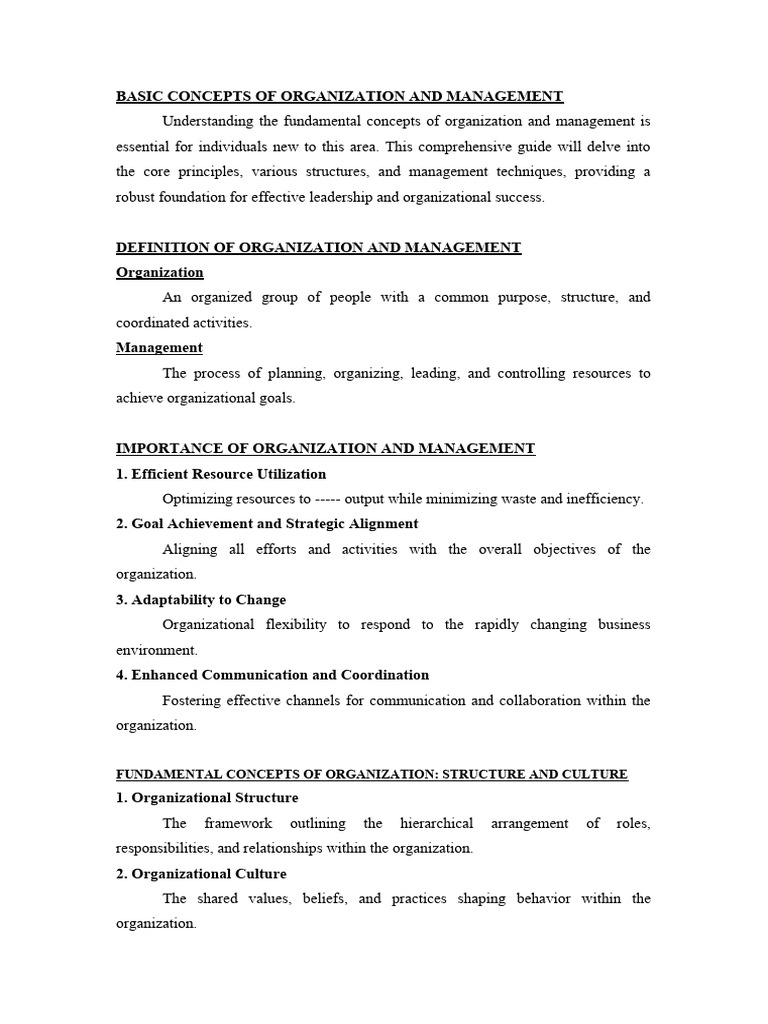 Organization and Management | PDF | Goal | Organizational Structure