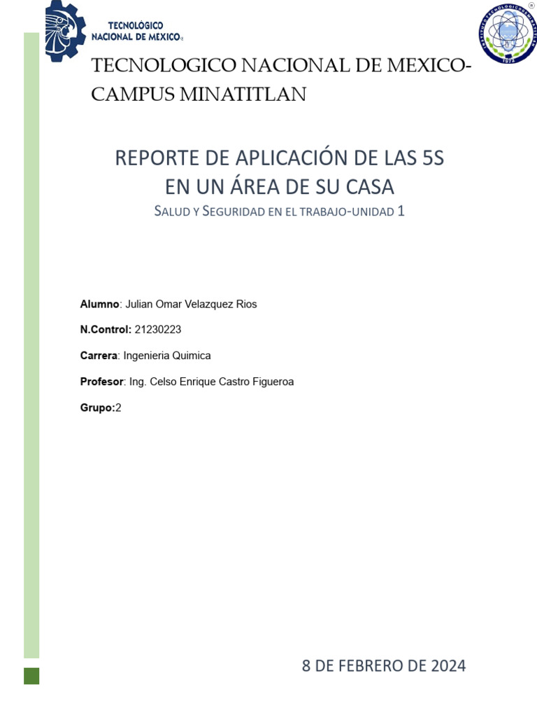Reporte de Aplicación de Las 5S en Un Área de Su Casa | PDF