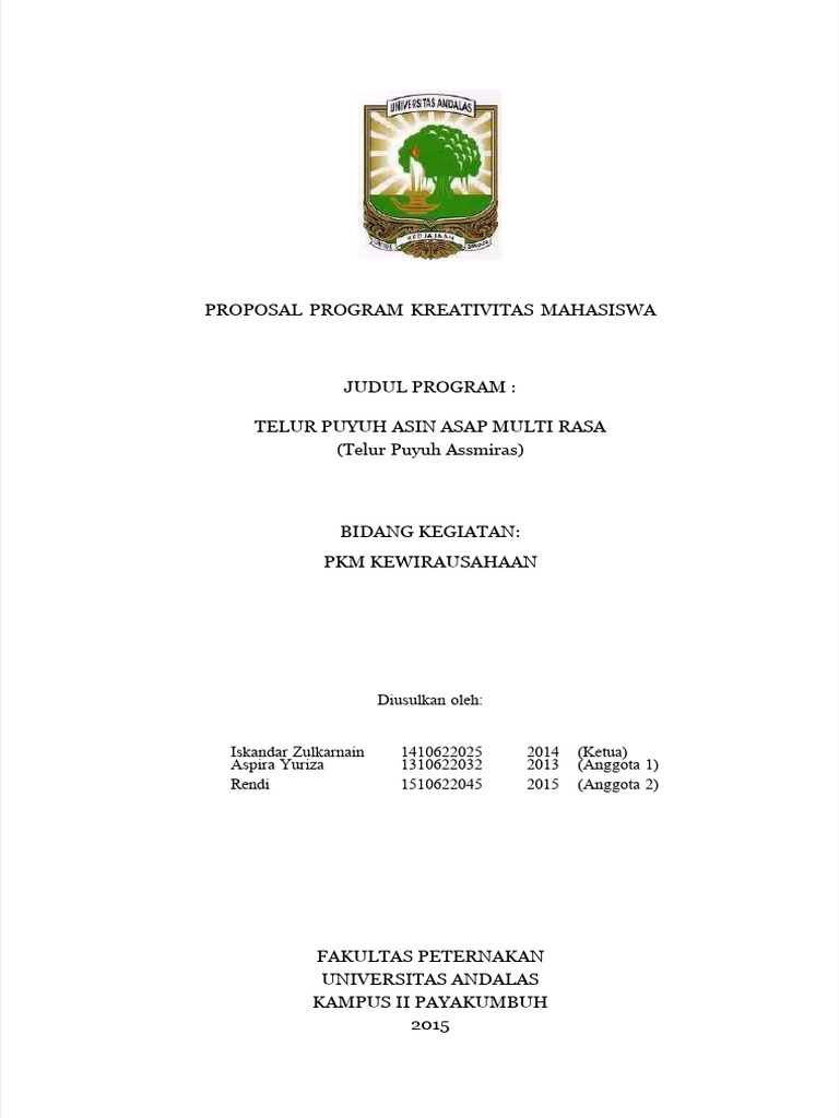 PDF Proposal PKMK Unand Payakumbuh Telur Asin Assmiras Asin Asap Multi Rasa | PDF