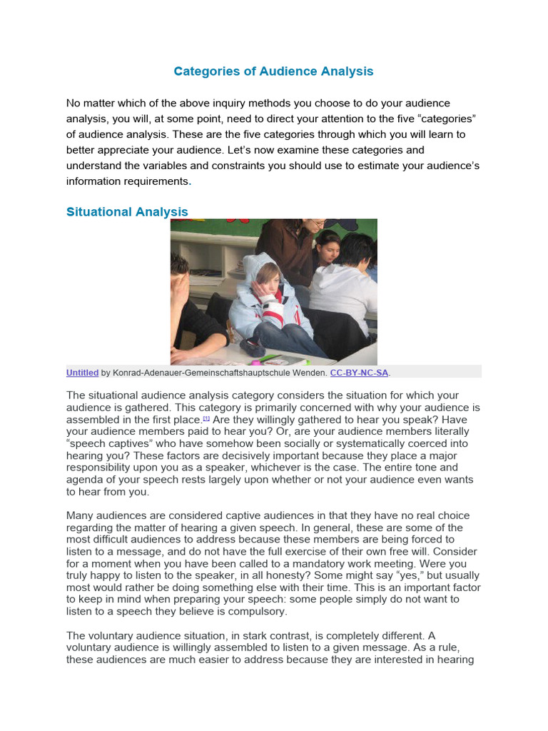 Categories of Audience Analysis | PDF