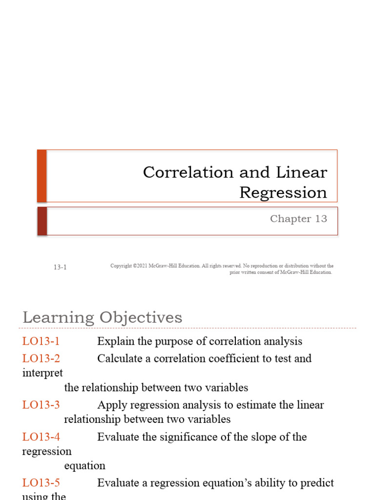 Lind 18e Chap013 PPT-Correlation and Linear Regression | PDF | Regression Analysis | Linear ...